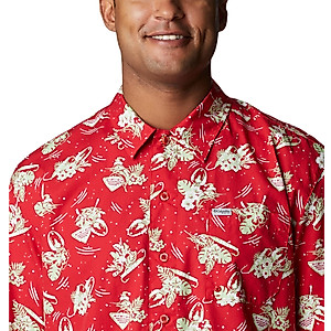 Columbia Men's Trollers Best Short Sleeve Shirt, Red Spark Lite Me Up Print, X-Large