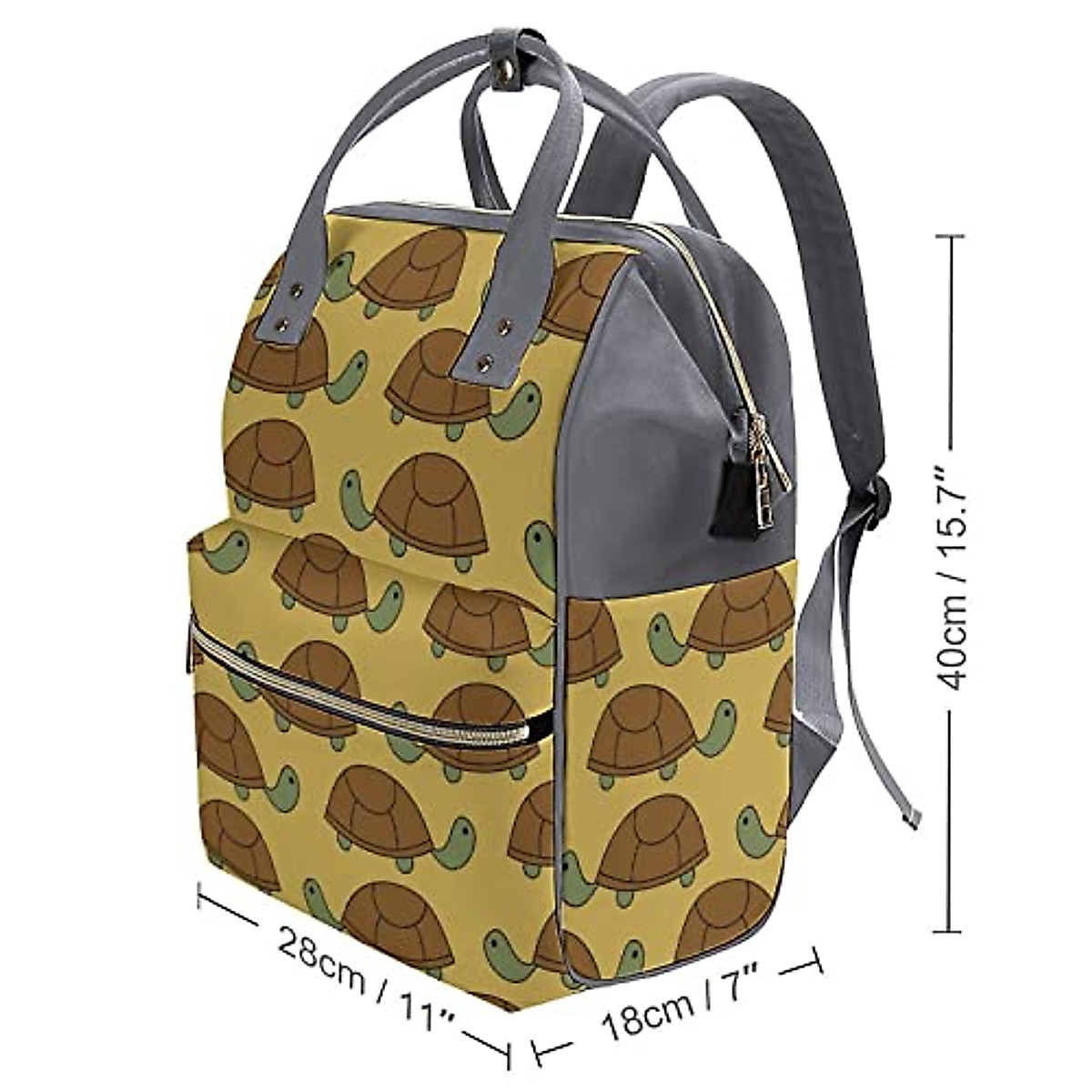 Turtle Pattern Diaper Bag Backpack Large Capacity Mommy Bags Multifunction Nappy Bag Travel Back Pack Gray-Style