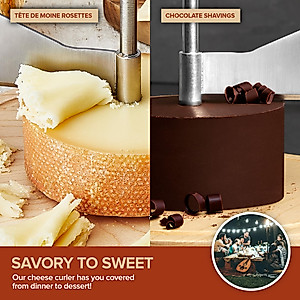 Modern Innovations Cheese Curler, Tete de Moine Cheese Curler, Cheese Shaver for Hard Cheese and Chocolate, Girolle Cheese Shaver, Wood Cheese Curler with Stainless Steel Knife and Acrylic Lid