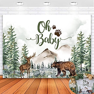 Avezano Let The Adventure Begin Backdrop Oh Baby Woodland Baby Shower Backdrop Boys Mountain Wilderness Adventure Baby Shower Decorations Background 7x5 ft