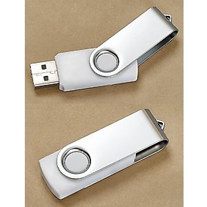Premium Metal/White Swivel USB Flash Memory Drive 32GB