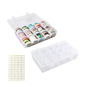 2 Pack 15 Large Compartments Organizer Box Clear Plastic Jewelry Storage Container Box Craft Organizer Case with Removable Dividers for Beads Small Parts Jewelry Crafts(10.8" × 6.5" x 2.2")