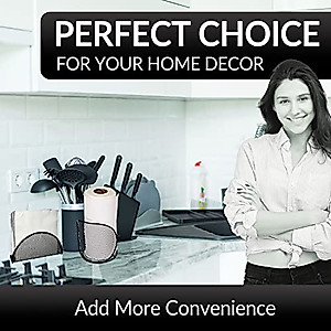 Countertop Paper Towel Holder Set with Table Napkin Holder and Trivet Mat for Hot Pots and Pans, Decorative Cast Iron Towel Stand for Kitchen Counter, Home Decoration Kitchen Accessories