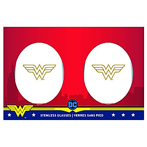 Wonder Woman Stemless Wine Glasses - 17 oz. Capacity - Set of 2 Glasses