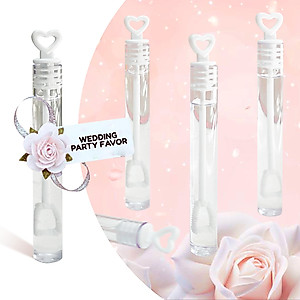 GIFTEXPRESS 96 pcs 4.2" White Heart Bubble Wands, Party Favors for Weddings Supplies, Valentine's Day, Party and Anniversaries (96 Pack)