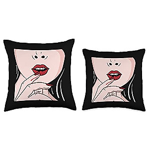 Gothic Vampire Aesthetics Meme Vampire Aesthetic Gothic Woman Horror Fan Throw Pillow, 16x16, Multicolor