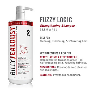 Billy Jealousy Fuzzy Logic Men's Shampoo for Thinning Hair and Hair Loss, Peppermint-Infused, With DHT Blockers to Prevent Hair Loss and Breakage, 33.8 Fl Oz