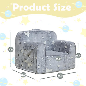 Comfy Toddler Chair Kids Chair,Toddler Foam Chair,Kids Armchair Toddler Couch Baby Kids Sofa Reading Chair with Glow in The Dark(Glow Star)