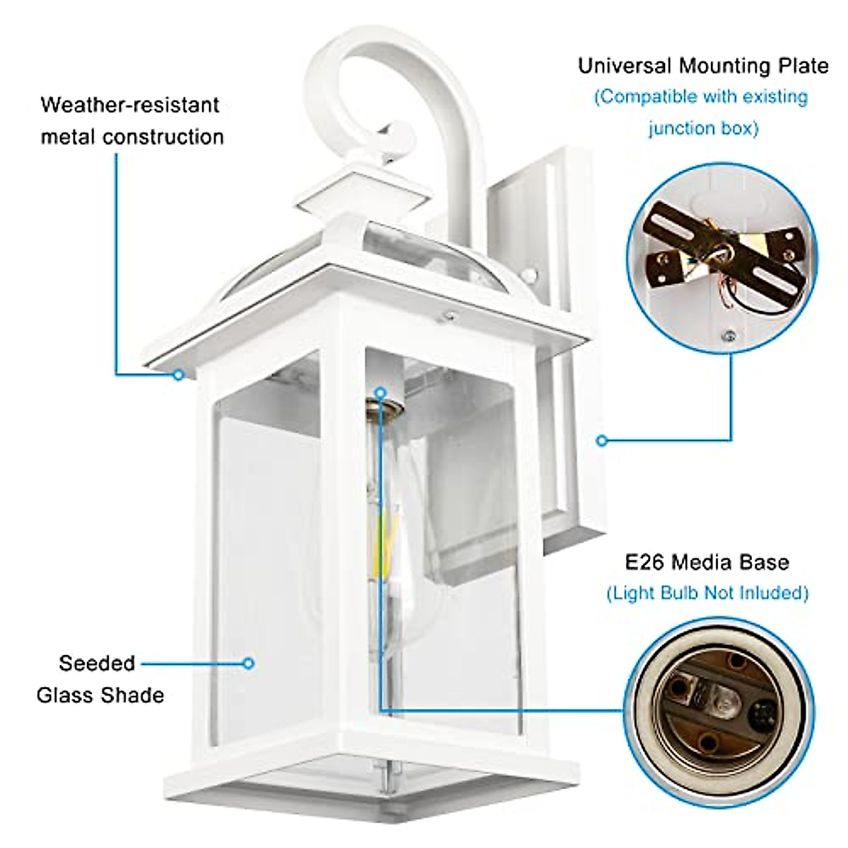 Darkaway Outdoor Wall Lights Fixtures 2 Pack with Outdoor Pendant Light for Porch, Patio, Garden