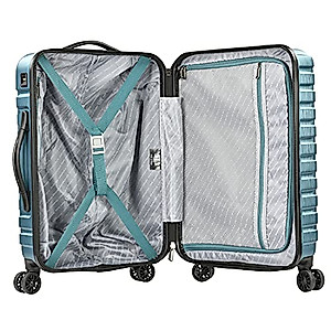 U.S. Traveler Boren Polycarbonate Hardside Rugged Travel Suitcase Luggage with 8 Spinner Wheels, Aluminum Handle, Teal, Carry-on 22-Inch, USB Port