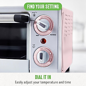 GreenLife Countertop Stainless Steel Toaster Oven Air Fryer, PFAS-Free, Ceramic Nonstick Tray Rack and Airfry Basket, Dual Heating, 4 Slice Capacity, Adjustable Temperature and Time Control, Pink