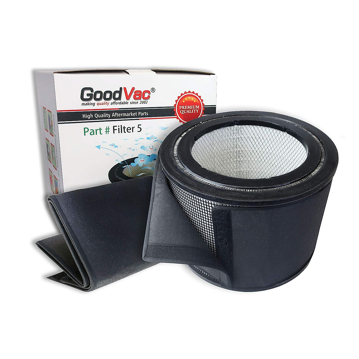 GoodVac Replacement Filter Kit Compatible with Filter Queen Defender 4000 HEPA Filter + 2 Carbon Prefilter Wraps