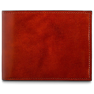 Bosca Men's Leather Wallet RFID Blocking - Bifold Executive Men's Wallet with 5 Card Slots, ID Window & Divided Currency Well - Genuine Old Leather, Ideal Gift Wallet for Men, Cognac Brown