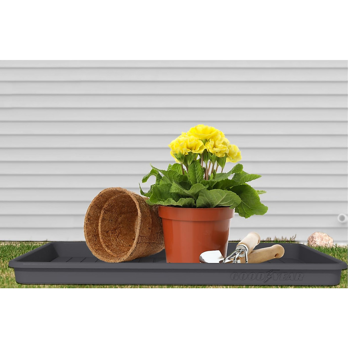 Goodyear - 2 Pack All Purpose Boot Mat for Entryway, Rubber Mats for Shoes, Boots, Pets, Garden and Paint - Indoor and Outdoor Use. 100 Percent Rubber - Size 16"x30" (2)