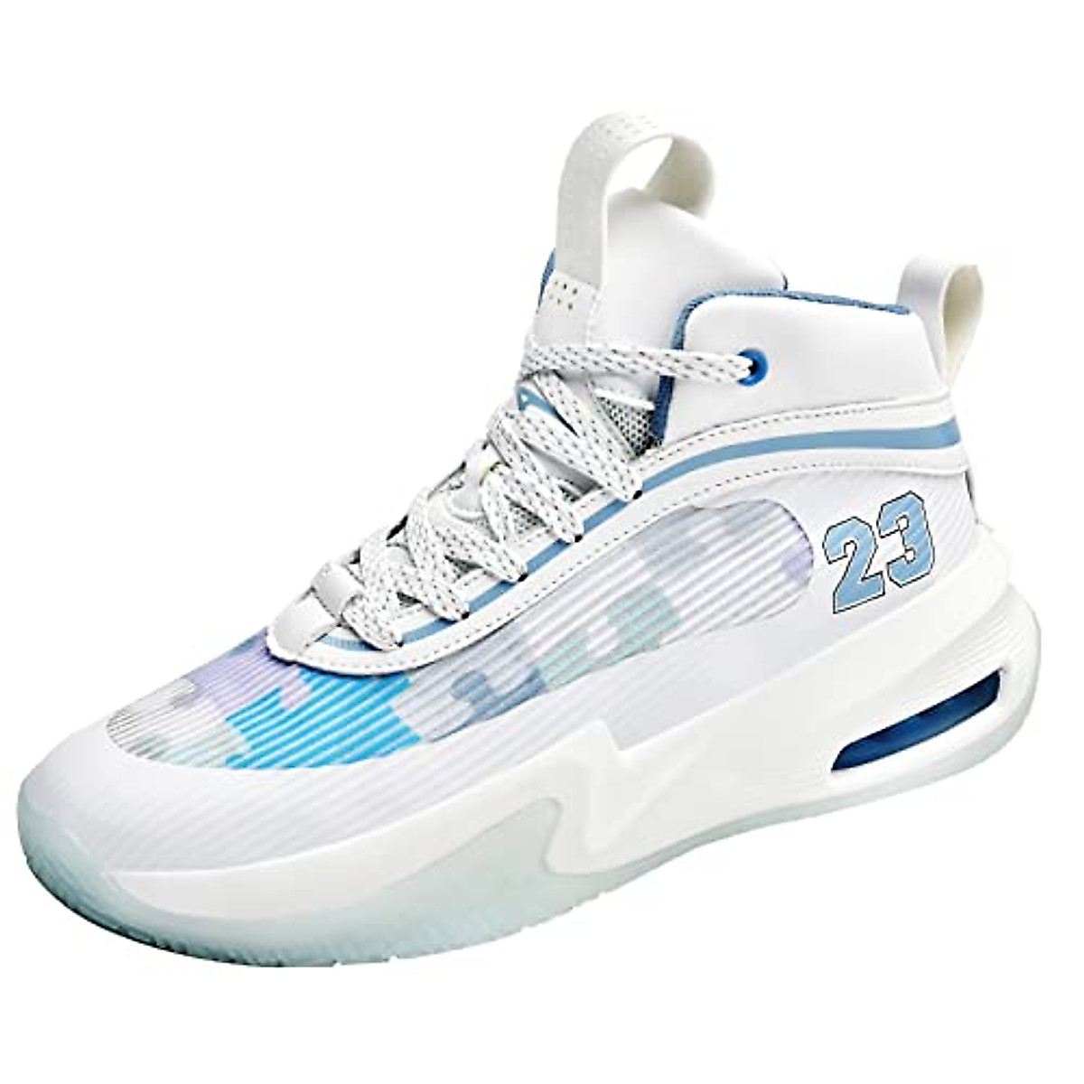 ASHION High Top Mens Basketball Shoes Breathable Non Slip Outdoor Sneakers Cushioning Athletic Gym Running Walking Shoes White