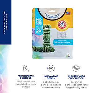 Arm & Hammer for Pets Fresh Spectrum 360 Degree Dentamax Bone, Medium/Large - 7 pcs | Arm and Hammer Baking Soda Dog Dental Bone Chew Treat | Dental Treats for Dogs, Chew Bone for Dogs