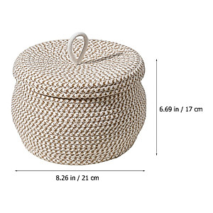 MARURY Round Basket with Lid for Storage, Decorative Basket Cotton Rope Woven Basket with Lid Living Room Bedroom Basket