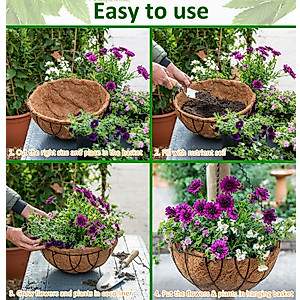 LCHUANG Coco Liners for Planters - 4 Pack 14 Inch Round Hanging Basket Liners, 100% Natural Coconut Fiber Replacement Liners for Hanging Baskets Planters Flowers, Plants, Vegetables (14'' Pack of 4)
