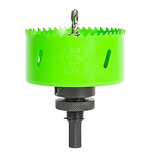 HLOFIZI 3-3/8 Inch Hole Saw Bi-Metal for Wood Metal Plastic with Arbor, Green