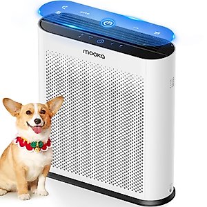 Air Purifiers for Home Large Room 1650ft² with PM2.5 Air Quality Sensor, MOOKA H13 HEPA Filter Air purifier for Pets Smoke Dust Pollen Dander Odor, Air Cleaner with Auto/Sleep Mode for Bedroom, Beige