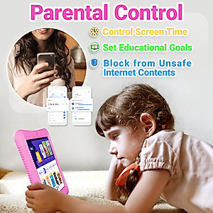 Contixo Kids Tablet, K102 10 Inch Tablet for Kids and Smart Watch Bundle, 2GB 32 GB Toddler Tablet with Bluetooth, with Smart Watch That Touch Screen, Camera, Video and Audio Recording - Pink