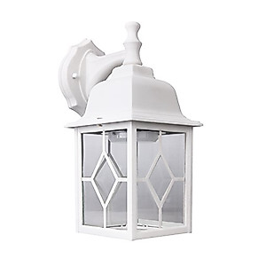 LIT-PaTH Outdoor LED Wall Lantern, Wall Sconce as Porch Light, 11W, 1000 Lumen, 5000K Daylight White, Aluminum Housing Plus Glass, Matte White Finish, ETL Qualified