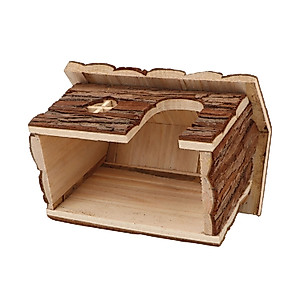 Wontee Hamster Wood House Hamster Hideout Hut for Dwarf Hamsters Mice Small Gerbils (Medium)