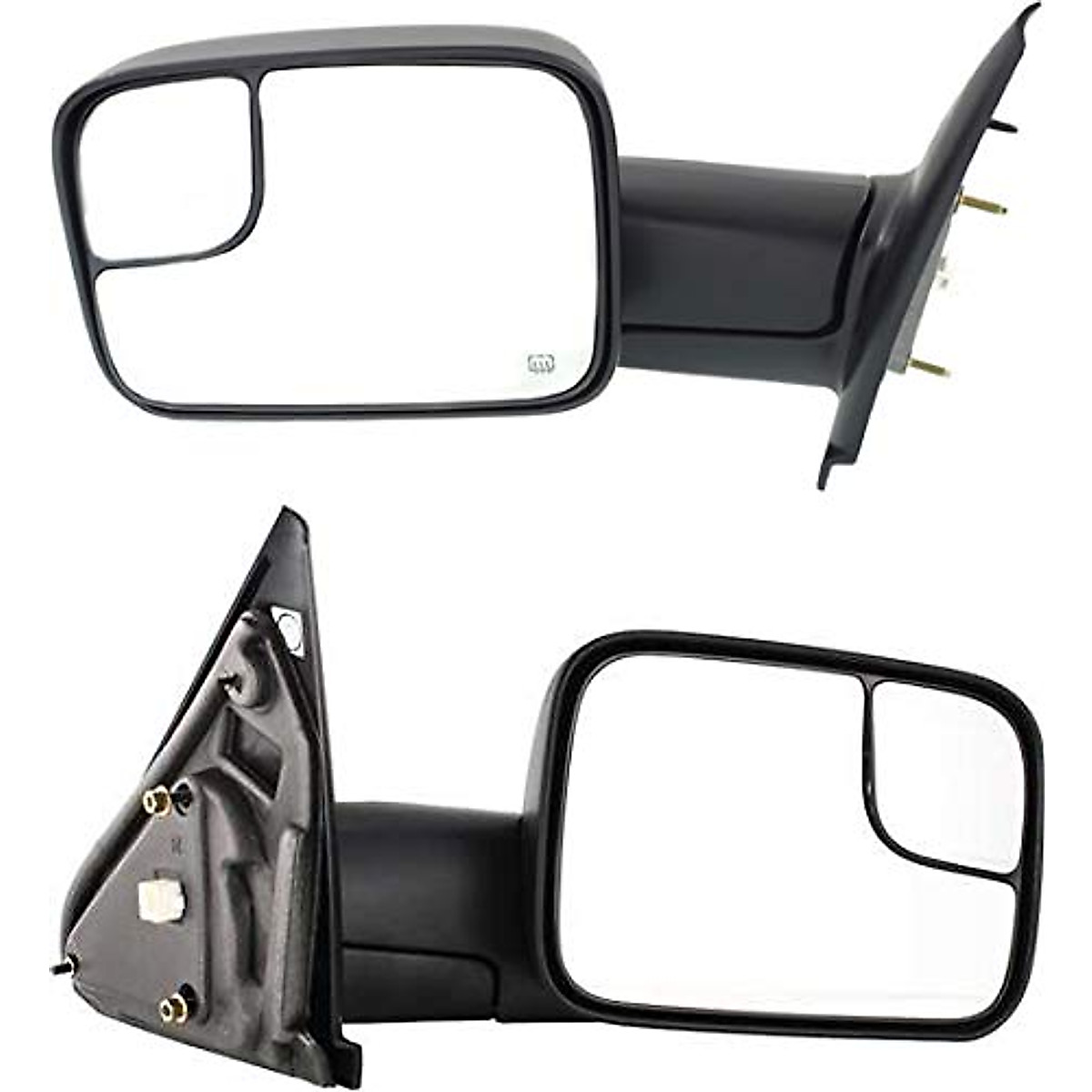 Kool Vue Driver & Passenger Side Power Heated Towing Mirrors for Dodge Ram 1500 2002-2008 Without Signal Light & Puddle Lamp Textured Standard Cab
