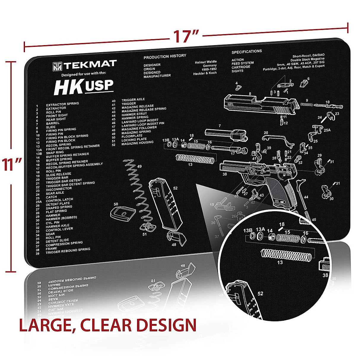 TekMat Heckler & Koch – USP Gun Cleaning Mat,Black