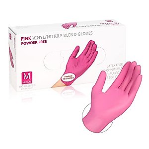 ranrose Disposable Nitrile Gloves Pink Medium,100PCS Pink Non Latex Gloves Medium Cleaning Disposable Latex Free Medium Gloves for Nail Tech Gloves (Pink-M)