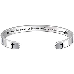Btysun Christian Bracelets for Women Inspirational Teen Gifts Womens Bracelets Personalized Religious Gifts for Her Inspirational Cuff Bangle Bible Verse Mantra Quotes Engraved Jewelry
