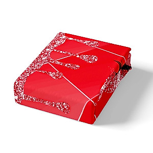 Feelyou Eyelash Duvet Cover Eyes Pattern Design Comforter Cover Glitter Print (No Glitter) Red Bedding Set for Adults Modern Simple Lovely Bedspread Cover Ultra Soft Quilt Cover 3Pcs Queen Size