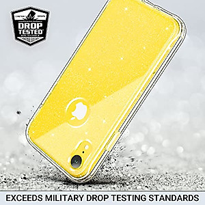 ULAK Compatible with iPhone XR Case Clear Glitter for Women Girls, Hybrid Hard PC Back Cover with Protective Bumper Anti-Scratch Shockproof Phone Case for iPhone XR 6.1 inch, Sparkle