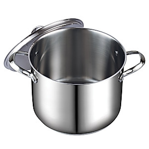 Cooks Standard 7-Quart Classic Stainless Steel Dutch Oven Casserole Stockpot with Lid & 8-Quart Classic Stainless Steel Stockpot with Lid, 8-QT, Silver