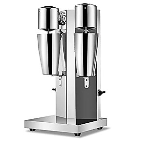 Milkshake Maker Machine Commercial Milk Shake Maker Mixer, Milkshake Machine Electric Drink Mixer, Double Head Milkshake Blender Stainless Steel Two-Speed 110V 180W