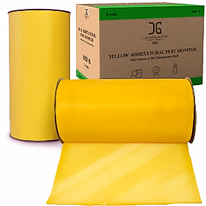 Catchmaster XL AG Roll 2PK, Double Sided Adhesive Fly Tape Strips, Fungus Gnat Sticky Trap for Greenhouse, Garden, Nursery, Pest Control Gardening Supplies, Pet Safe Insect Trap, 328' x 12" Yellow
