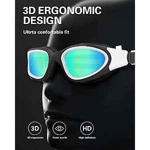 Kimasha Swim Goggles, Polarized Swimming Goggles Swimming Goggles for Men Women Adults,Anti Fog/UV Protection (Polarized + Mirror Gold)