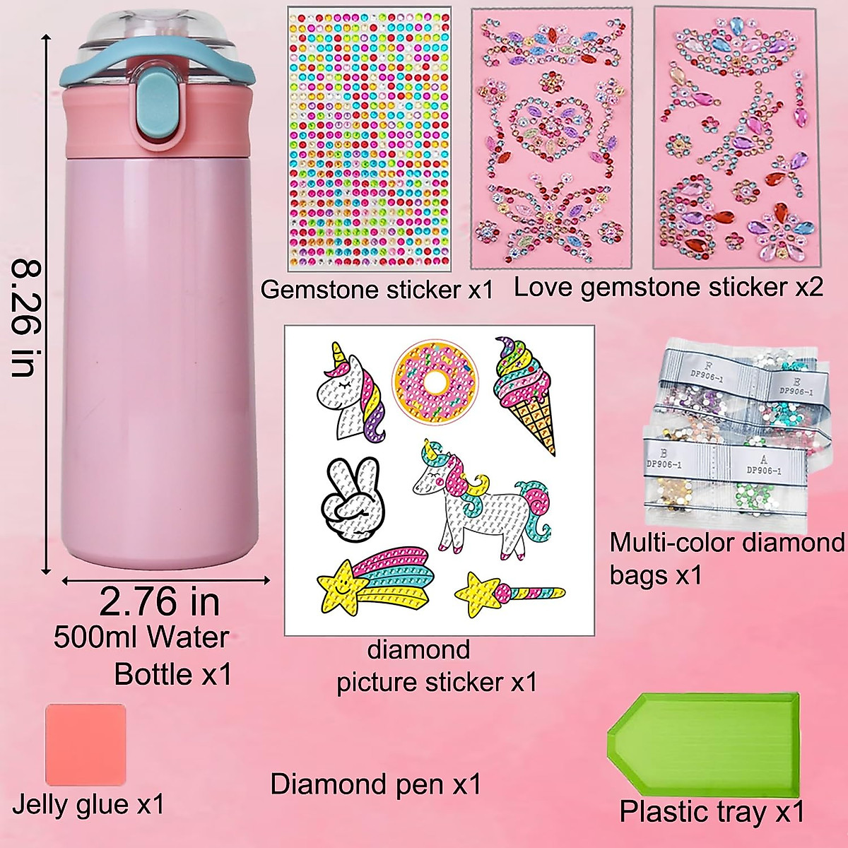 Huastyle Decorate Your Own Cute Water Bottle for Girls, Crafts for Girls Ages 6-8 8-12, Arts and Crafts for Kids 5 6 7 8 9 10 11 12 Year Old Birthday Christmas Gift