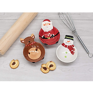 Snowman Reindeer Santa Christmas Character 4.75 Dolomite Ceramic Bowl Set of 3