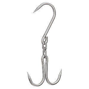 uxcell 12.8'' Double Meat Hooks, 0.39'' Thickness Stainless Steel Swivel Meat Hook for Hanging Drying Smoking Meat Products