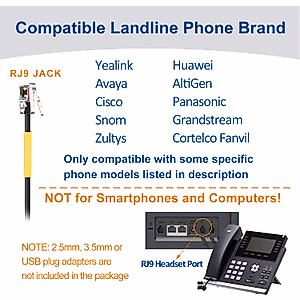 Wantek Phone Headset with Microphone Noise Cancelling, RJ9 Office Telephone Headsets Compatible with Yealink T21P T26P T23G T42G T48G T42S T46S T48S Avaya 1608 9608 9611 Grandstream Panasonic Snom