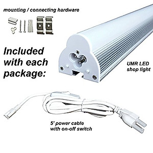 UMR Brightest LED Shop Light 4FT 22W Linkable to Every Length, Ultra Efficient 6500K Daylight Integrated Fixture for Garage, Ceiling, Kitchen, & Under Cabinet, Plug & Play Installation