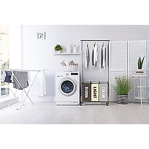 Simple Houseware Garment Rack with 3 Bag Laundry Sorter, Multi Color