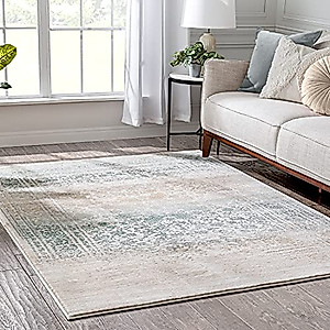 Well Woven Kensington Melange Blue Modern Oriental Medallion Vintage Distressed Area Rug 7'10" x 10'6"