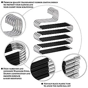 5 Packs Pants Hangers S-Shaped S-Type Space Saving Pants Non-Slip Hangers Trouser Hangers Stainless Steel Multi Layer Multifunctional Pant Hanger Closet Storage for Jeans Shirts for Scarfs Ties