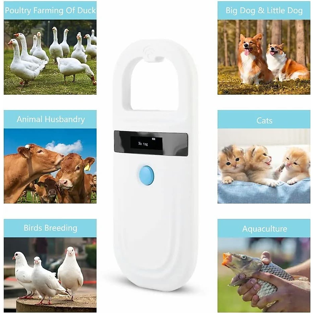 Animal Chip ID Scanner Dog Microchip Reader with OLED Display Screen Supports FDX-B（ISO11784/11785） and EMID Microchips