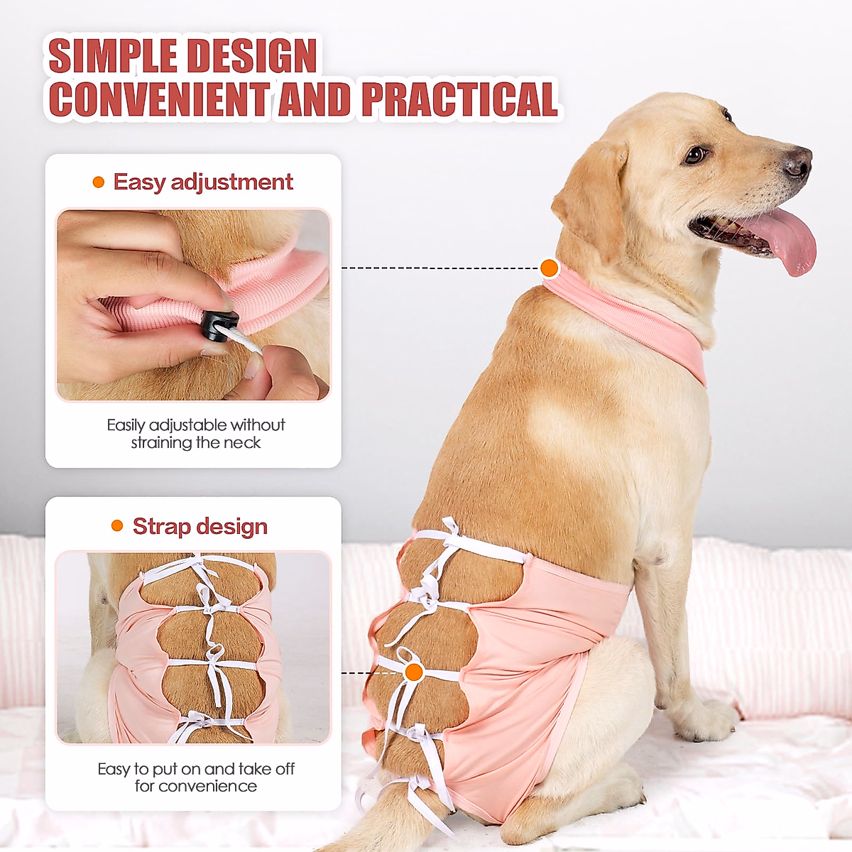 Preferhouse Recovery Suit for Dogs After Surgery,Soft Breathable Dog Recovery Suit,Alternative Surgical Suit, Anti-Licking Pet Surgical Recovery Snugly Suit Bodysuit,Pink,S