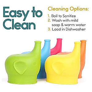 Ashtonbee Silicone Sippy Cup Lids, Elephant Stretch Lids for Soft Spout Sippy Cup, Spill-proof Toddler Sippy Cups Lid, Set of 5