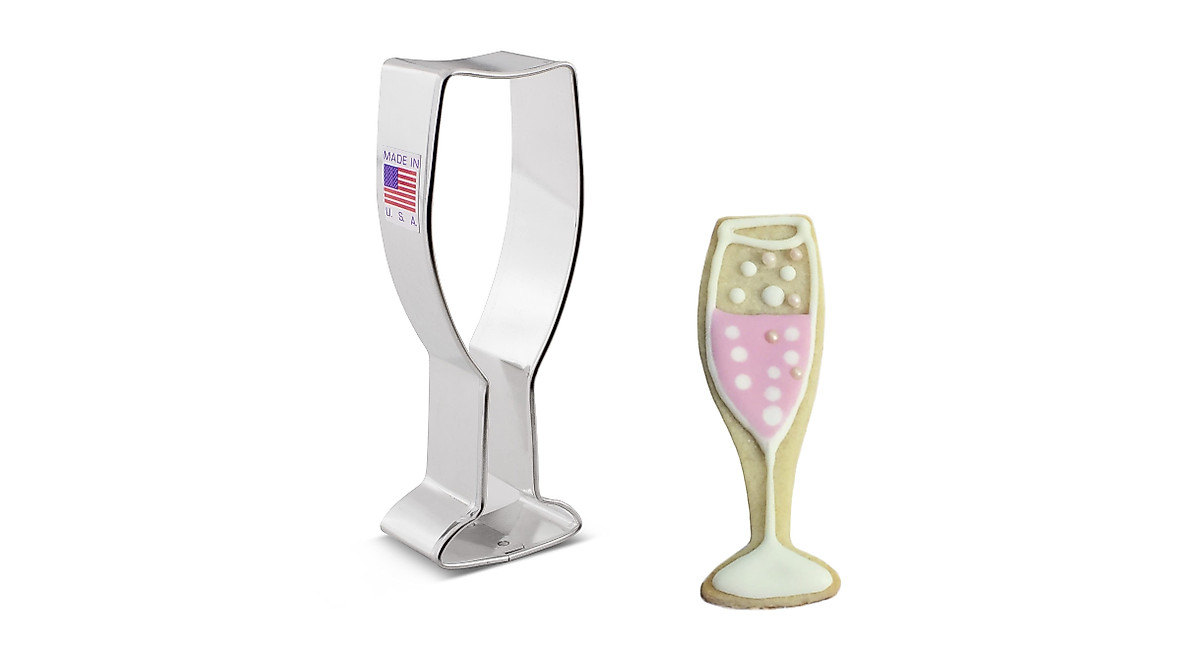 Champagne Glass Cookie Cutter - 4.25 inch Made in USA by Ann Clark