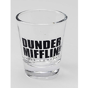 The Office 4 Piece Shot Glass Set (Dunder Mifflin, Prison Mike, Schrute Farms, and Bears, Beets, Battlestar Galactica))